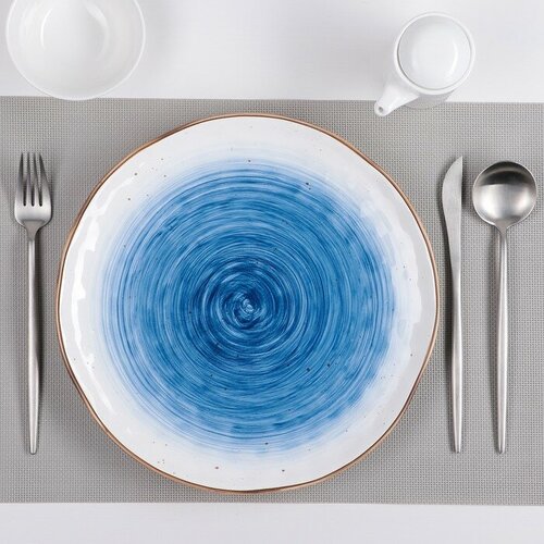 Тарелка фарфоровая Доляна «Космос», d=27,5 см, цвет синий