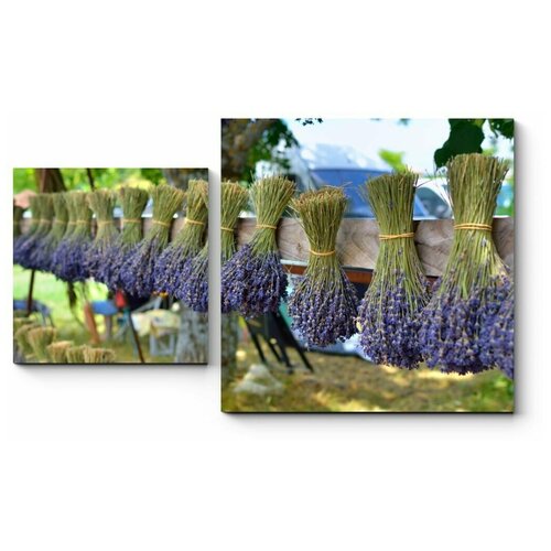 Модульная картина Букеты из лавандовых цветов, Прованс80x48