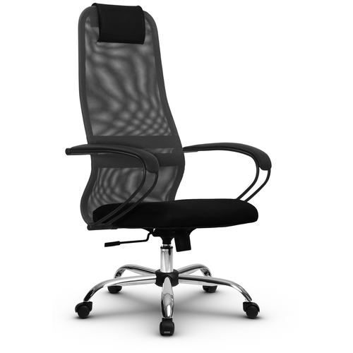 Компьютерное кресло METTA SU-BP-8 Ch (SU-B-8 101/001) офисное, обивка: сетка/текстиль, цвет: темно-серый/черный