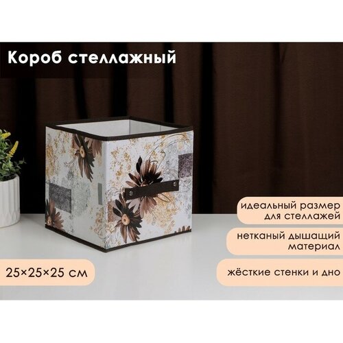 Короб стеллажный для хранения Доляна «Астра», 25×25×25 см, цвет коричневый