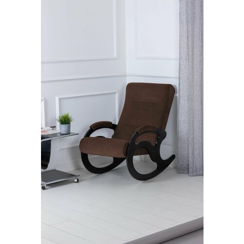 Кресло качалка для взрослых Вилла Кресло-качалка для дома ткань велюр цвет темный шоколад (238)