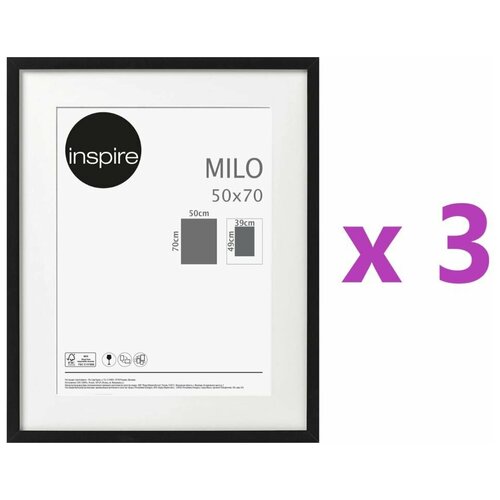Рамка Inspire Milo, 50х70 см цвет чёрный, 3 шт
