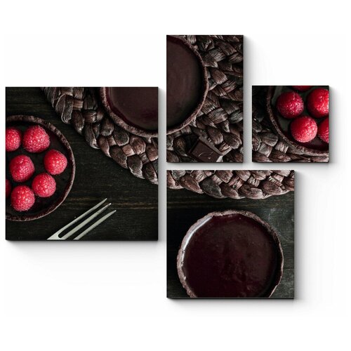 Модульная картина Шоколадный пирог с малиной 102x85