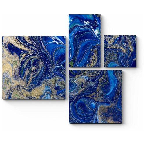 Модульная картина Синее с золотым 112x93