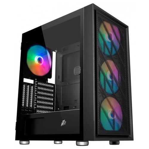 Корпус ATX 1STPLAYER AR-7 черныый, без БП, панель из закаленного стекла, USB 3.0, 2*USB 2.0, audio