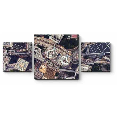 Модульная картина Взгляд на город с высоты птичьего полета70x30