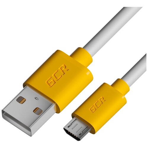 Кабель GCR USB - microUSB (GCR-UA1U), 0.5 м, белый/желтый