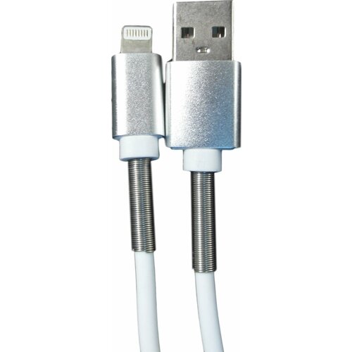 USB Кабель для Apple/iPhone "Oino" M22, с защитой от перегиба - пружина, 2А, Белый, 1 м.