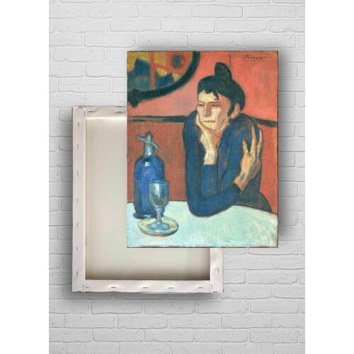 Картина репродукция "Любительница абсента", Пабло Пикассо (холст, подрамник, 40х50 см)