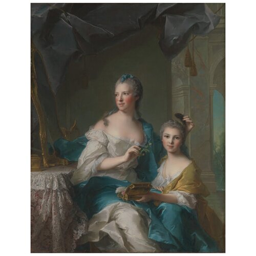 Репродукция на холсте Мадам Марсолье и ее дочь Натье Жан-Марк 40см. x 51см.