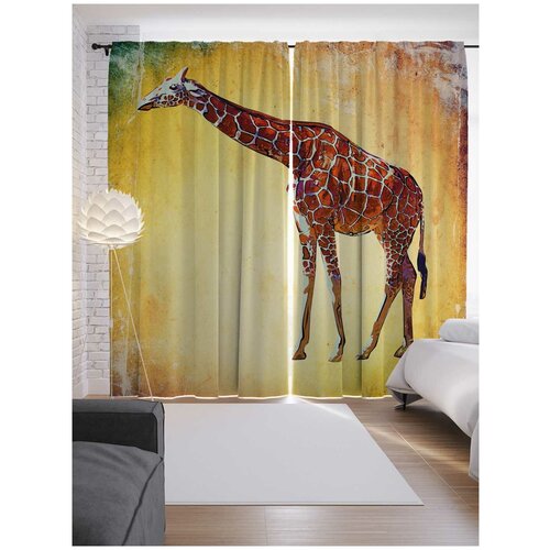 Фотошторы  JoyArty Дружба с жирафом на ленте p-24096, 145х265 см, 2 шт., разноцветный