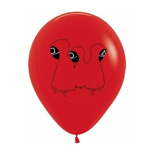 Набор воздушных шаров с охранниками (красные) "Игра в кальмара" (12шт)