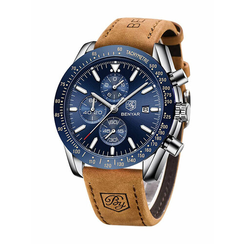 Наручные часы BENYAR benyar-5140-blue-brown, синий, коричневый