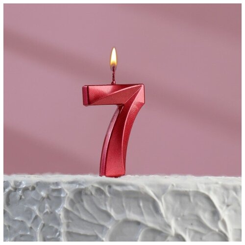 Свеча в торт на шпажке "‎Грань", цифра "7", 13 см, красная