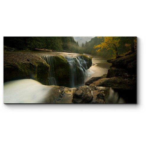 Модульная картина Лесной водопад 80x40