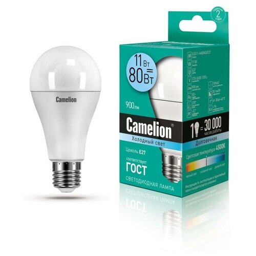 Лампа светодиодная LED11-A60/845/E27 11Вт грушевидная 4500К бел. E27 880лм 220-240В Camelion 12036 (2шт. в упак.)