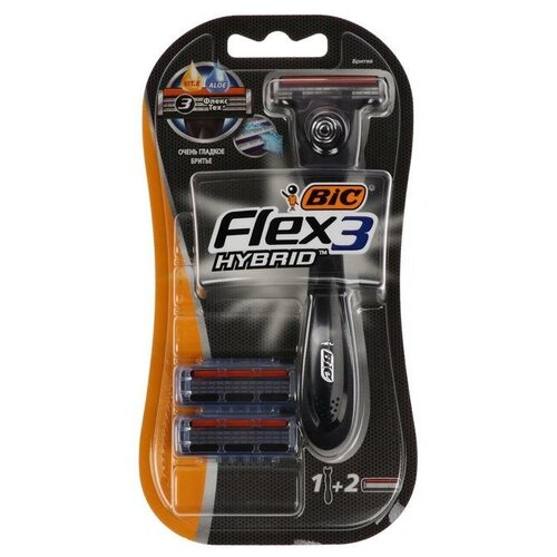 Набор BIC Hybrid 3 Flex, станок для бритья, + 2 кассеты с 3 лезвиями./В упаковке шт: 1