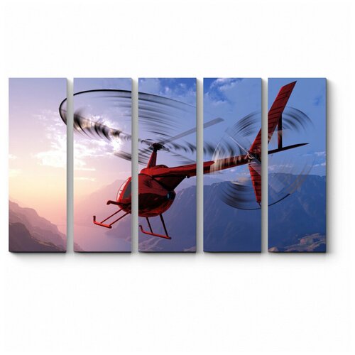 Модульная картина Красный вертолет 180x108
