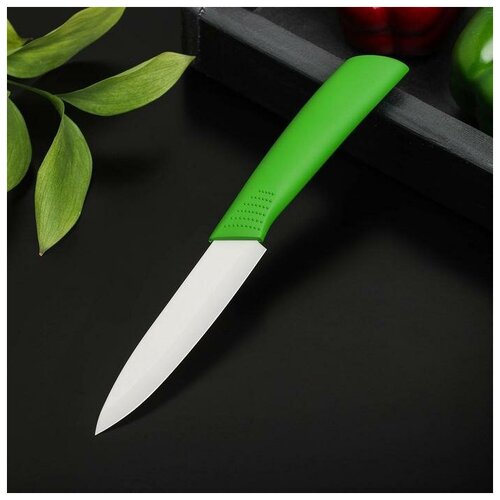 Нож керамический «Симпл», лезвие 10,5 см, ручка soft touch, цвет зелёный