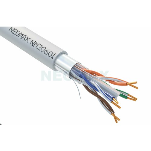 Кабель витая пара NEOMAX NM20601-030М-P F/UTP cat.6 4 пары (30 м) 0.57 мм (23 AWG) одножильный, чистая медь, PVC jacket