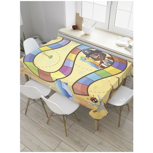 Скатерть прямоугольная JoyArty на кухонный стол "Настольная игра Пираты" из оксфорда, 180x145 см