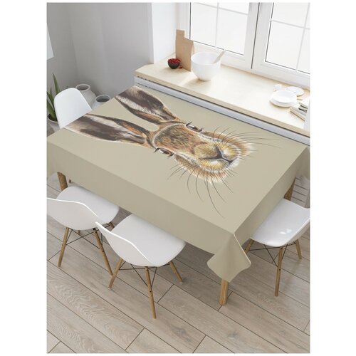 Скатерть прямоугольная JoyArty на кухонный стол "Заячий взгляд" из оксфорда, 180x145 см