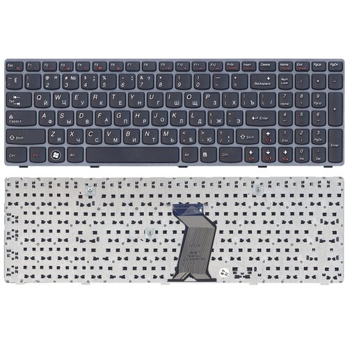 Клавиатура для ноутбука Lenovo V-117020ZS1-RU черная с серой рамкой