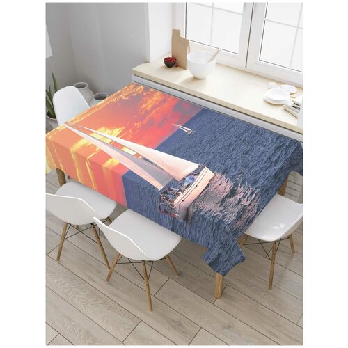 Скатерть прямоугольная JoyArty на кухонный стол "Парусная дружба" из оксфорда, 180x145 см
