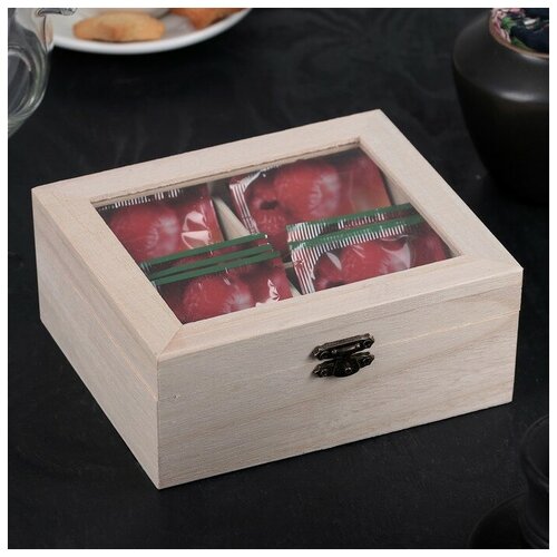 Ящик для хранения чайных пакетиков «Цейлон», 4 ячейки, 16×13,8×6,5 см
