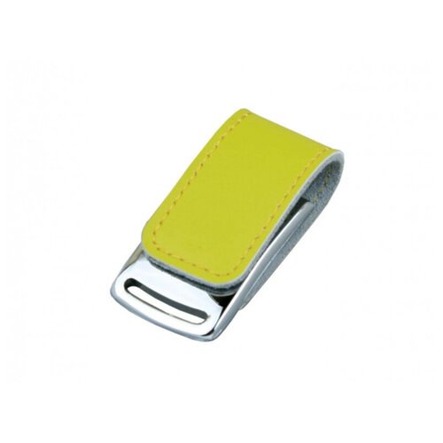 Кожаная флешка для нанесения логотипа с магнитным замком (16 Гб / GB USB 3.0 Желтый/Yellow 216 Недорогая флешка оптом под логотип)