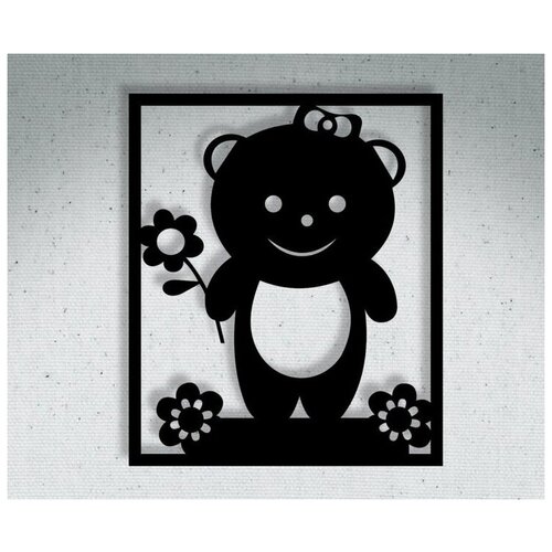 Чертеж, Панно Симпатичный медвежонок, DXF на ЧПУ лазер
