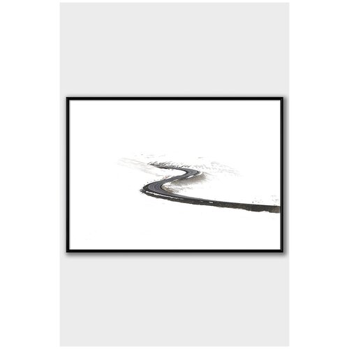 Постер на стену для интерьера Postermarkt Дорога сквозь снег , постер в черной рамке 50х70 см, постеры картины для интерьера в черной рамке