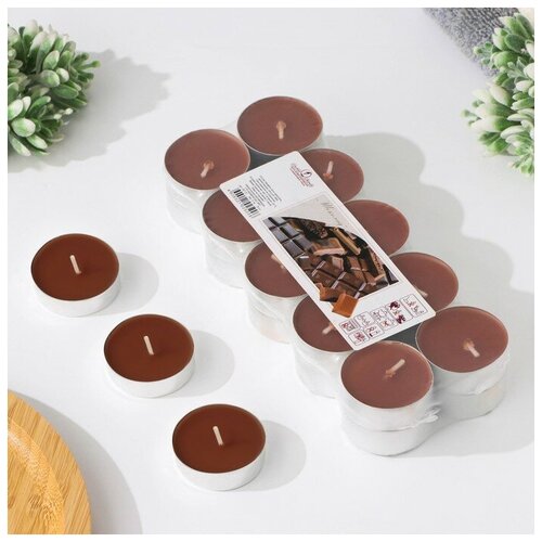 Набор чайных свечей ароматических в термоусадке "Шоколад", 3,8х1,6 см, 3,5 ч, 12 г, 20 штук