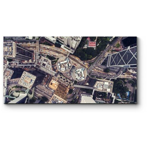 Модульная картина Взгляд на город с высоты птичьего полета90x45