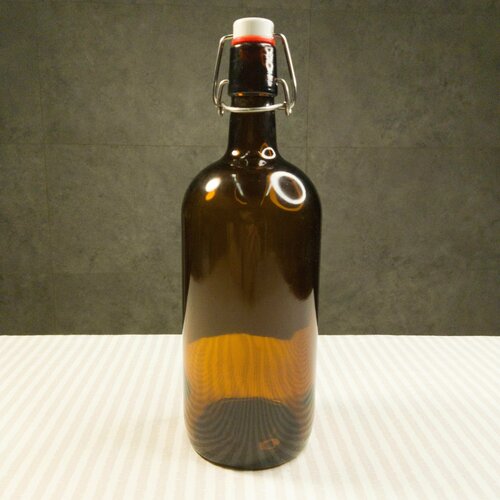 Бутылка стеклянная с бугельной пробкой, коричневая, 1000 мл, 3 шт