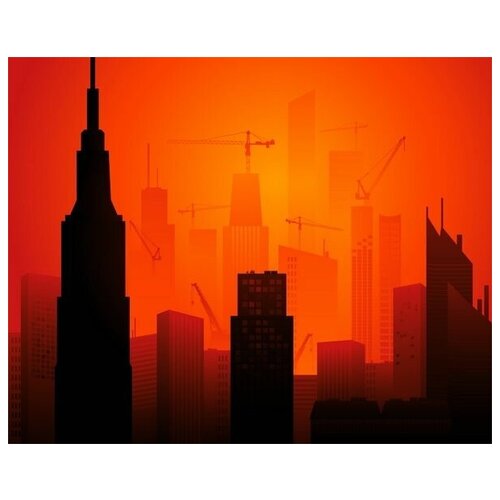 Постер на холсте Стройка высотных зданий 38см. x 30см.