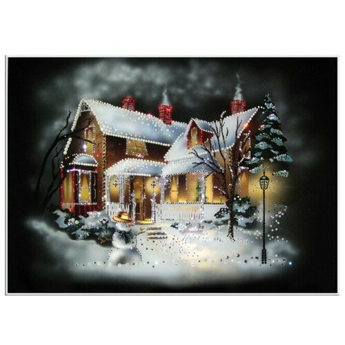 Картина с кристаллами Рождественский домик