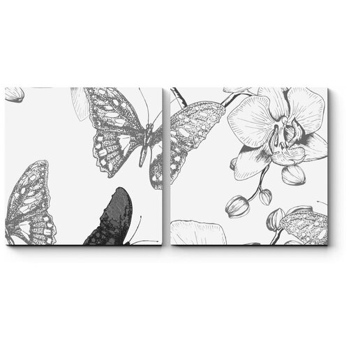 Модульная картина А бабочкам снятся цветы. 150x75