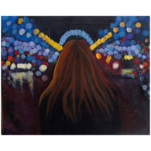 Картина маслом "Девушка в ночи" современный художник С. Петербург