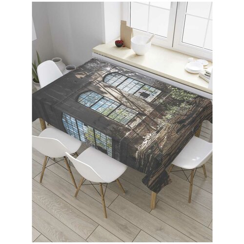 Скатерть прямоугольная JoyArty на кухонный стол "Заброшенное здание" из оксфорда, 180x145 см