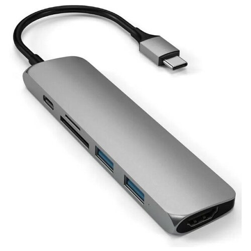 Док-станции Acer Док-станция Satechi Type-C Slim Multiport Adapter V2 Space Gray (ST-SCMA2M)