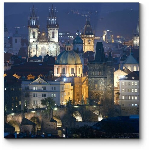 Модульная картина Ночная Прага прекрасна 30x30