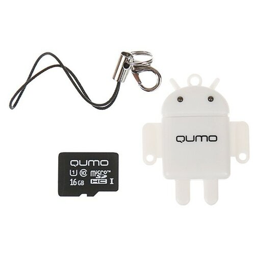 MicroSD с адаптером USB 16 Гб, USB 2.0 - Qumo - Fundroid - белая