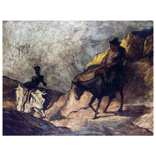 Постер на холсте Дон Кихот и Санчо Панса (Don Quixote and Sancho Panza) 52см. x 40см.