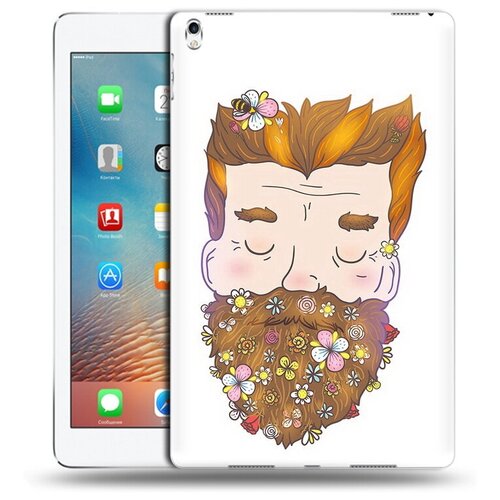 Чехол задняя-панель-накладка-бампер MyPads мужчина с цветами в бороде для iPad Pro 12.9 2015 (A1584/A1652)/iPad Pro 12.9 2017 (A1671/A1670) противоударный