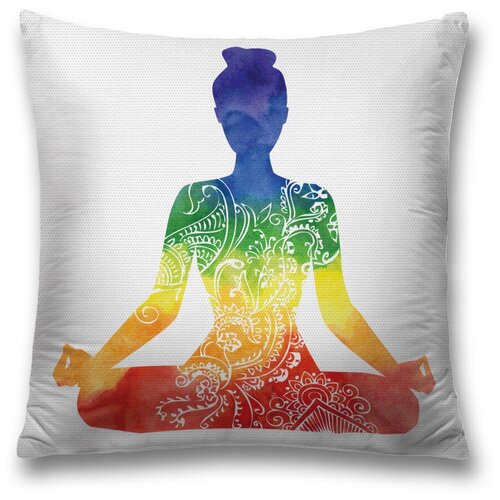 Наволочка декоративная на молнии, чехол на подушку JoyArty "Цветная медитация" 45х45 см