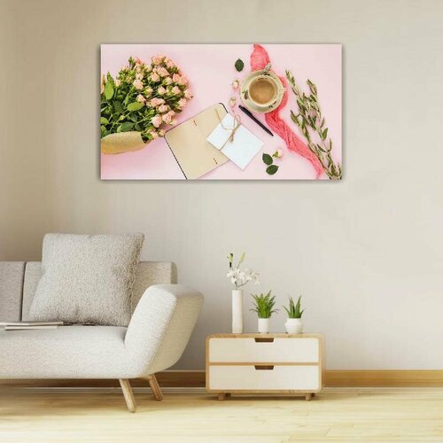 Картина на холсте 60x110 LinxOne "Цветы розовые beautiful pink" интерьерная для дома / на стену / на кухню / с подрамником