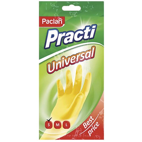 Перчатки Paclan Practi Universal латексные, 1 пара, размер S, цвет желтый