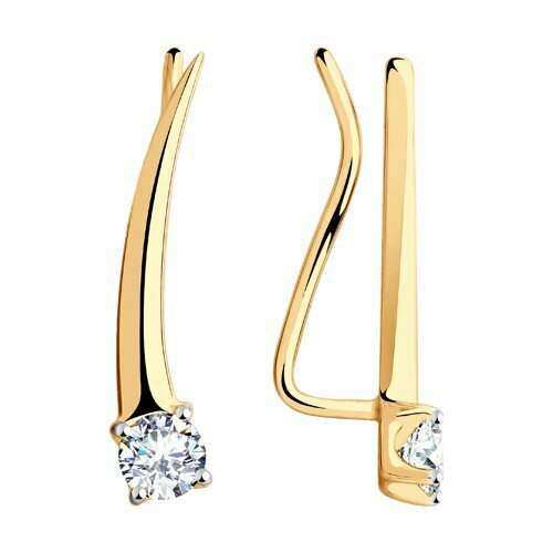 Серьги Diamant online, красное золото, 585 проба, фианит, длина 2 см