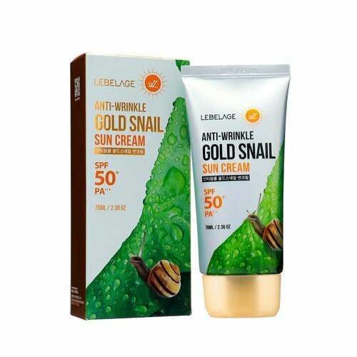 Солнцезащитный крем Lebelage антивозрастной, с муцином улитки SPF50+, 70 мл (комплект из 3 шт)